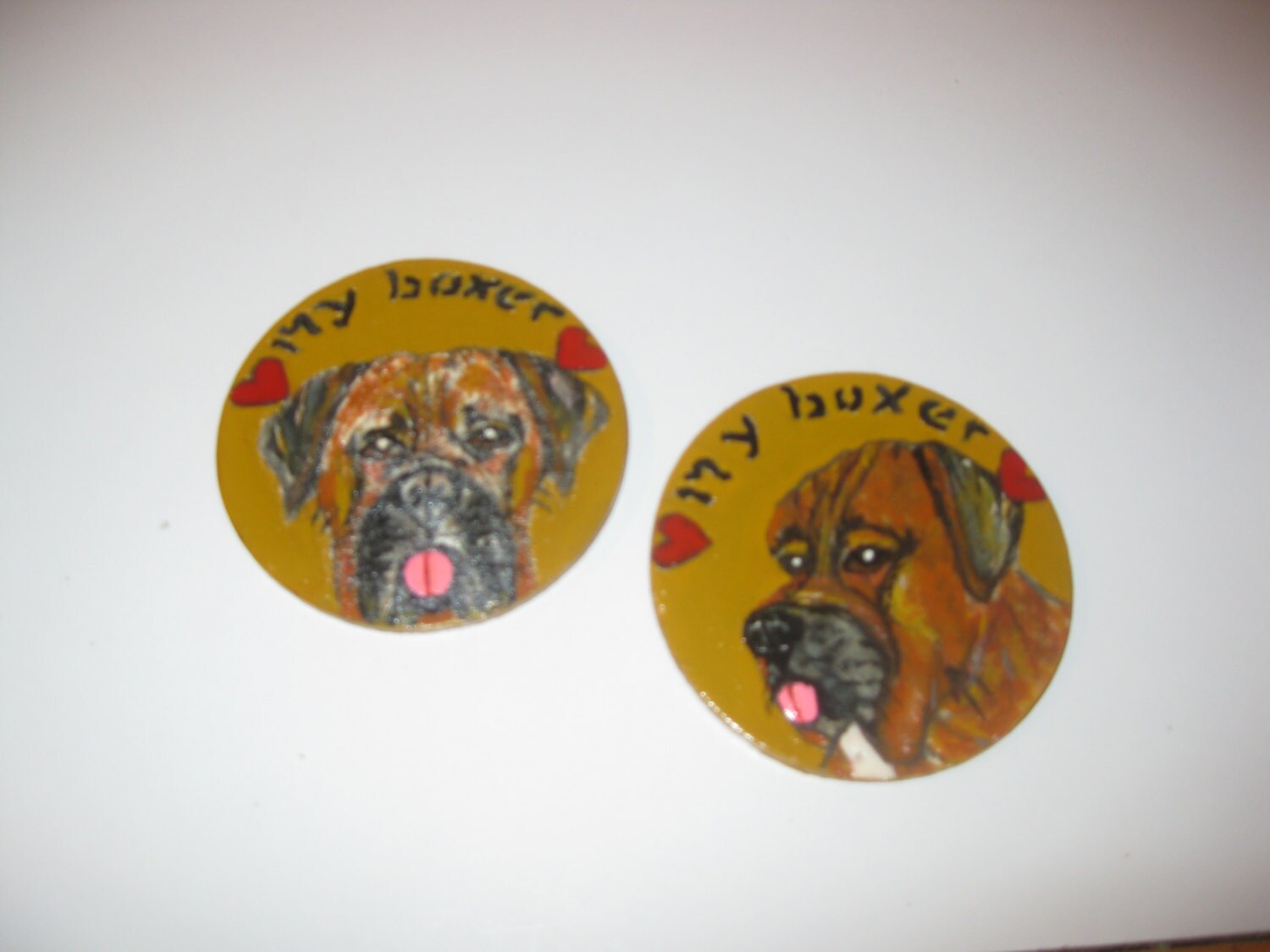 BOXER FREE SHIPPING Handmade Hand Painted Wood Dog Art Magnets - Etsy