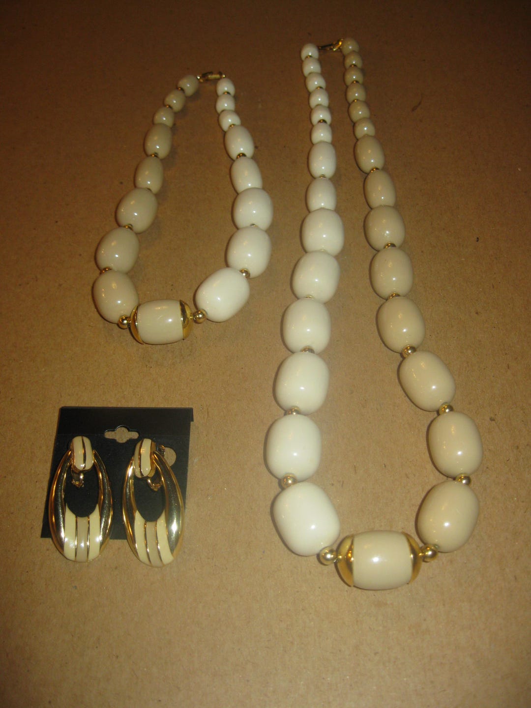 VINTAGE NAPIER TWO Tone Jewelry Collection Necklaces & Pierced Earrings ...