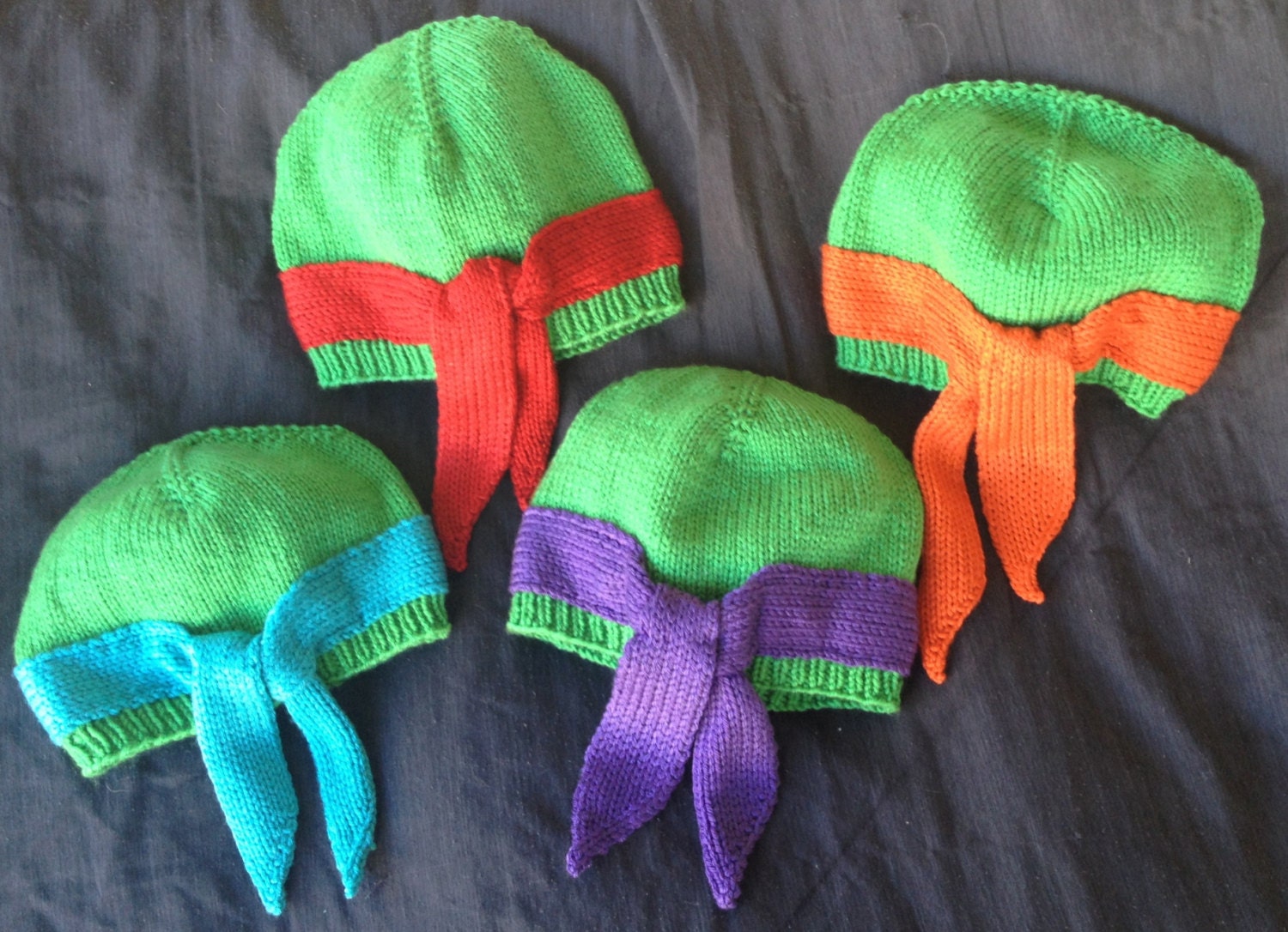 Hand-knit Teenage Mutant Ninja Turtle Hat With Ribbed or | Etsy UK
