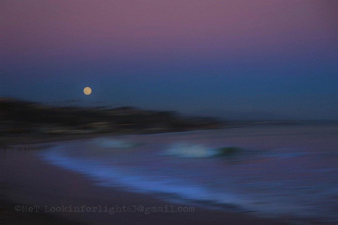 Moon Rise Ocean Photo / Full Moon+high Tide / Abstract Seascape ...