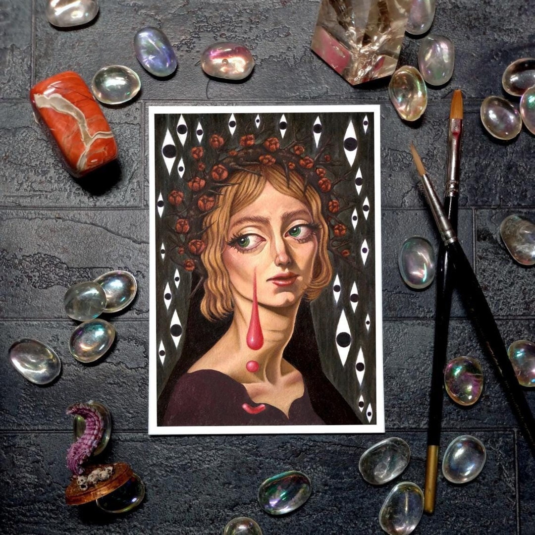 Portrait Crown Oil Painting, Dark Art Print, Surreal Poster Decor ...