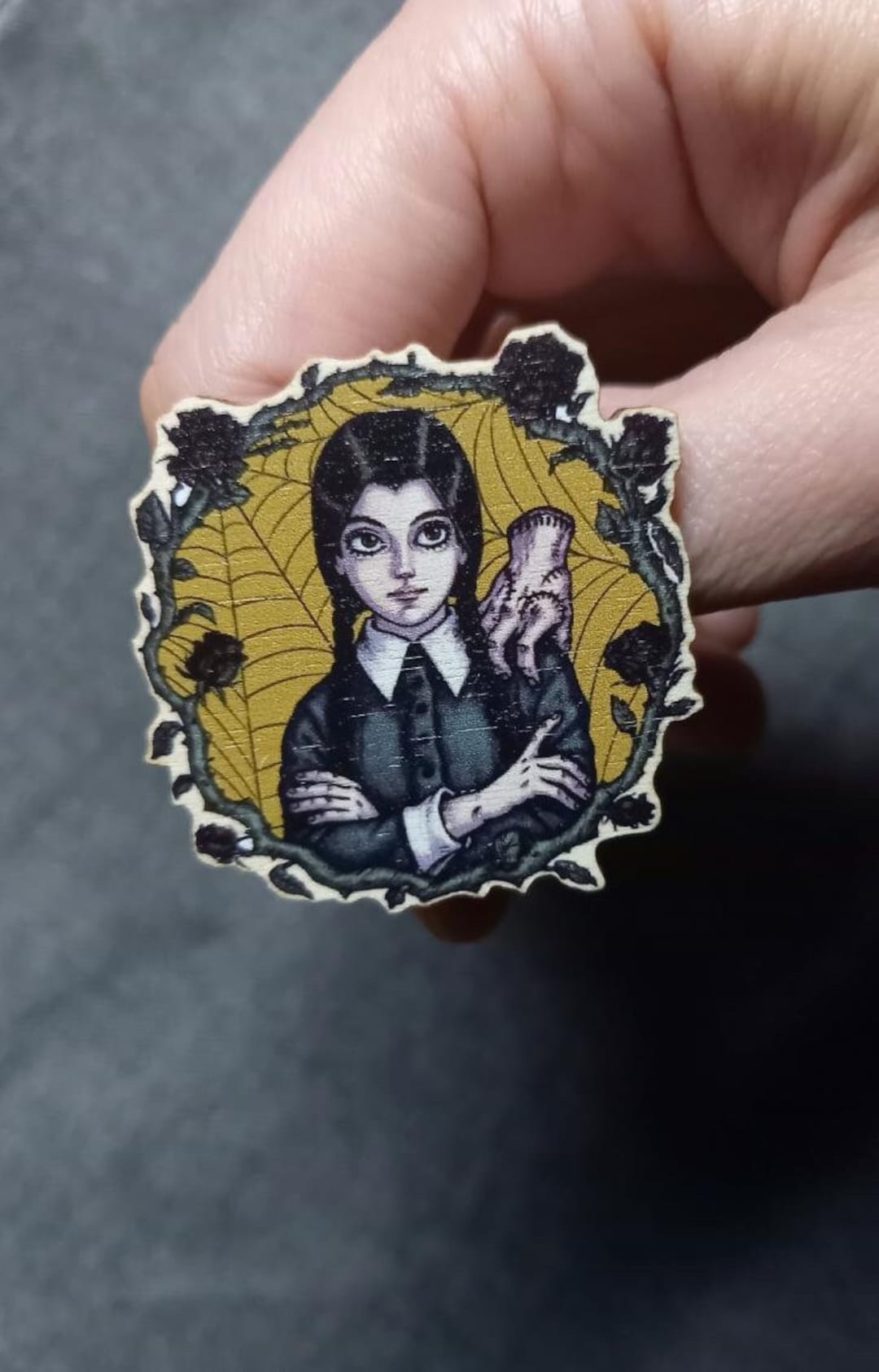Spooky Gothic Girl 4cm Pin, Creepy Cute Aesthetic Art, Halloween Vibes ...