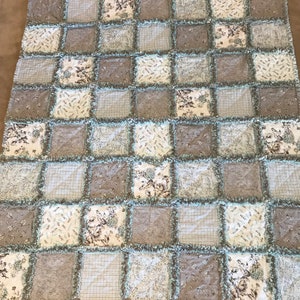 Aqua Blue and Gray Rag Quilt Throw FREE SHIPPING - Etsy