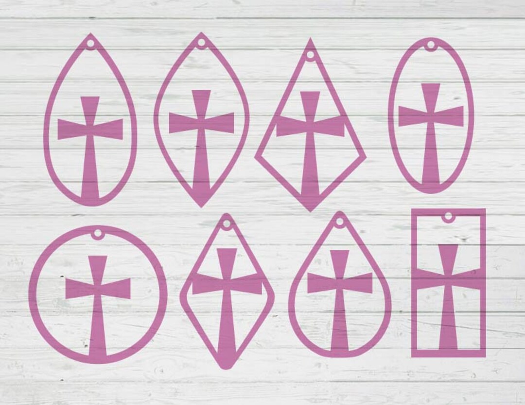 Cross Earrings Template Svg Dxf Png Ai Files - Etsy