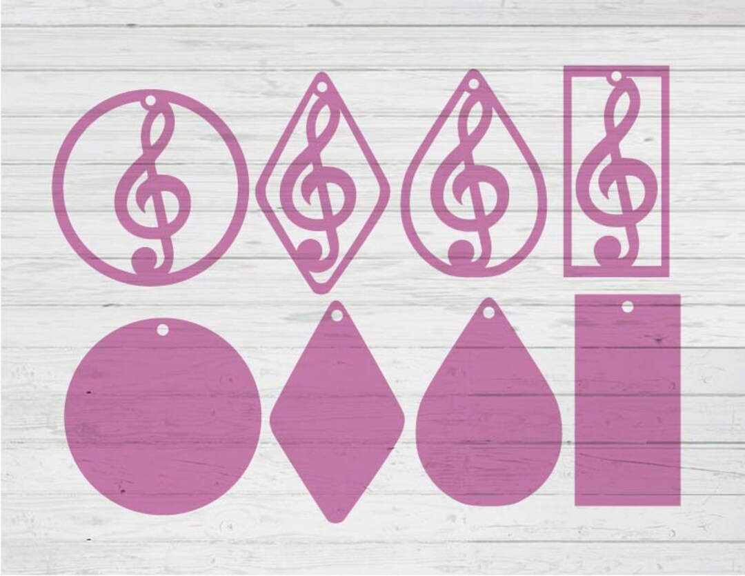 Treble Clef Earrings Template Svg Dxf Png Ai Files - Etsy