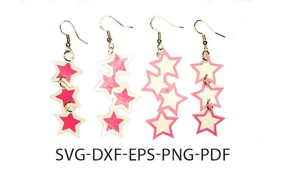 Stars Dangle Earrings Template Svg Png Ai Files - Etsy