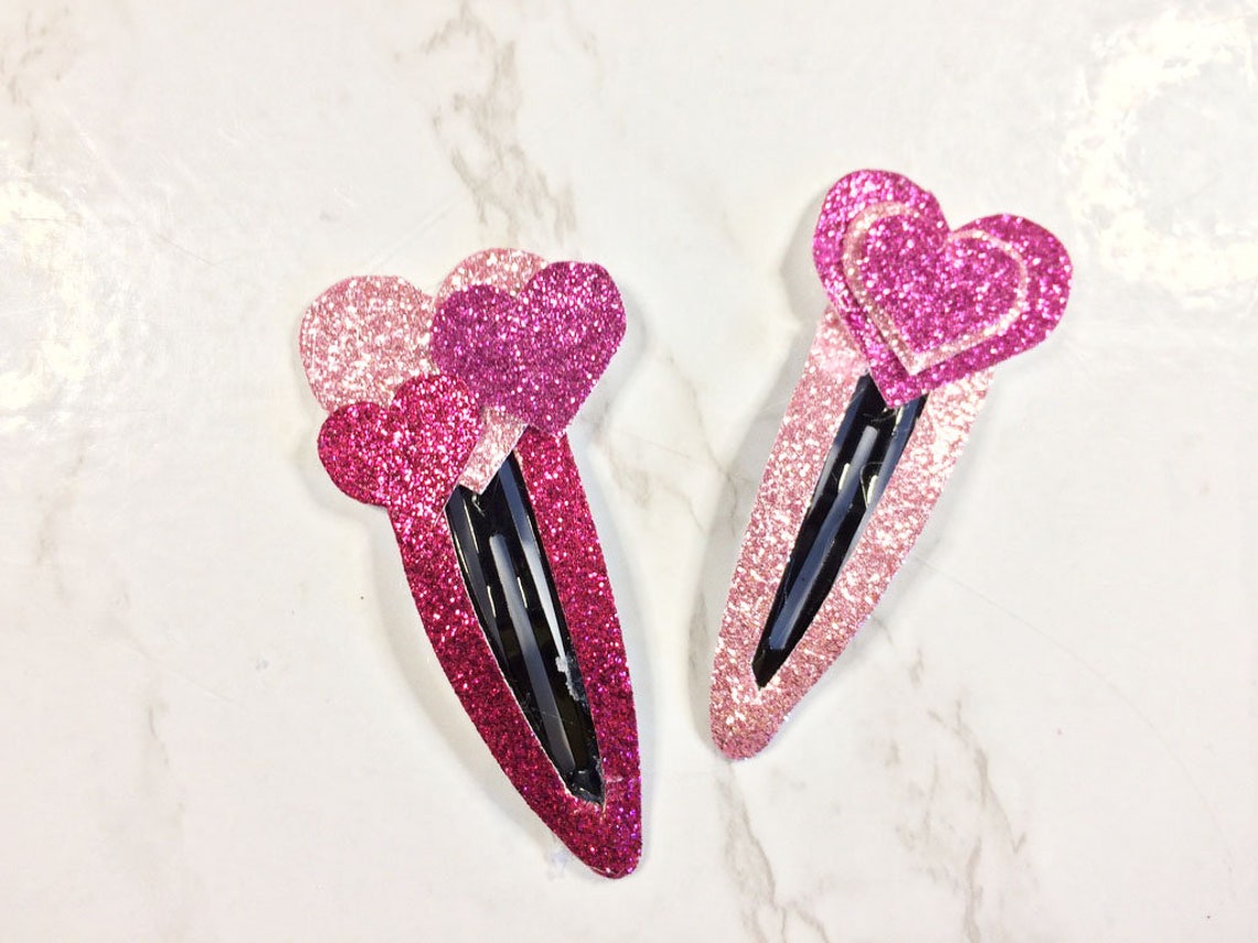 Heart Bow Hair Barrettes Template Svg Dxf Png Ai Files - Etsy