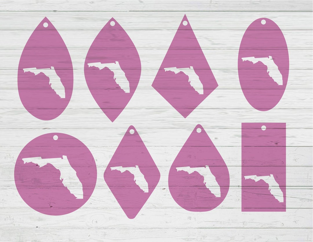 Florida Shapes Earrings Template Svg Dxf Png Ai Files - Etsy