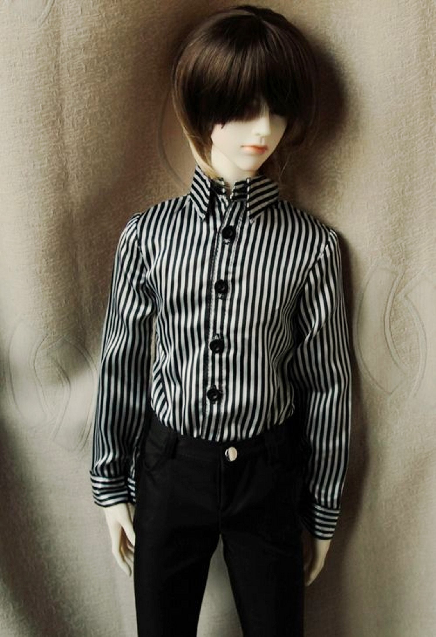 BJD Doll Clothes Boy Male Shirt Black and White Stripes 1/3 | Etsy