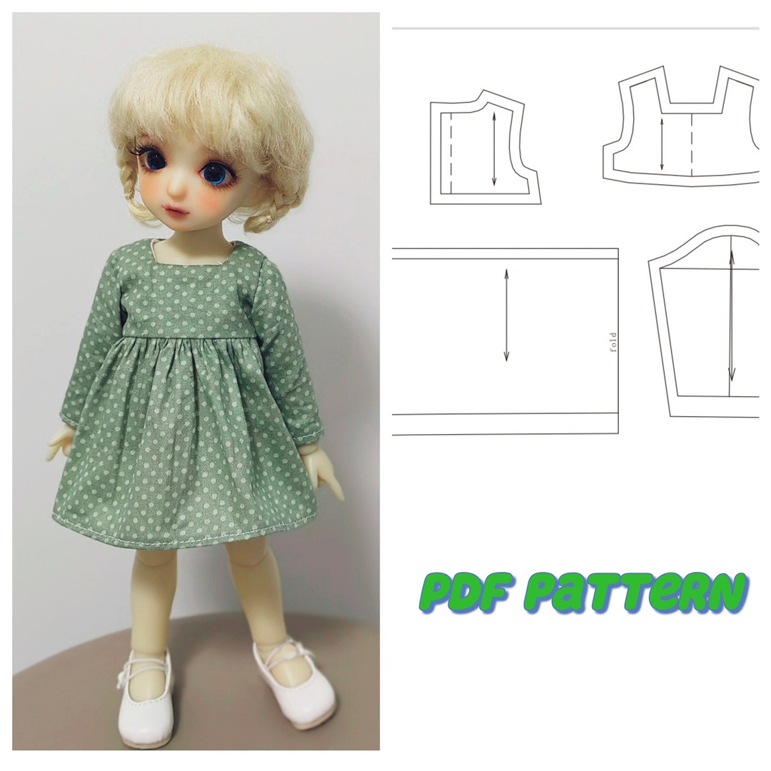 PDF Sewing Pattern , Doll Clothes Pattern of 1/6 BJD YOSD Dress , Easy ...