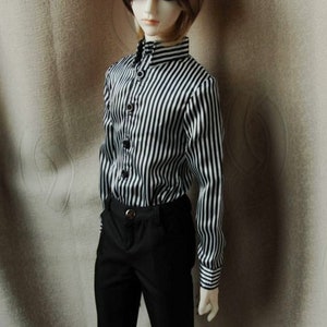 BJD Doll Clothes Boy Male Shirt Black and White Stripes 1/3 Uncle Size ...