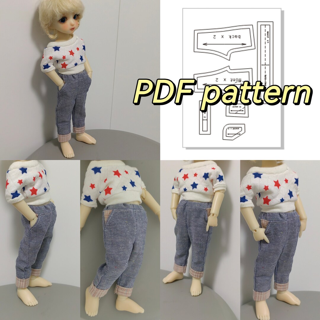 PDF Sewing Pattern With Sewing Steps, Casual Pants W/ Pockets for 1/6 ...