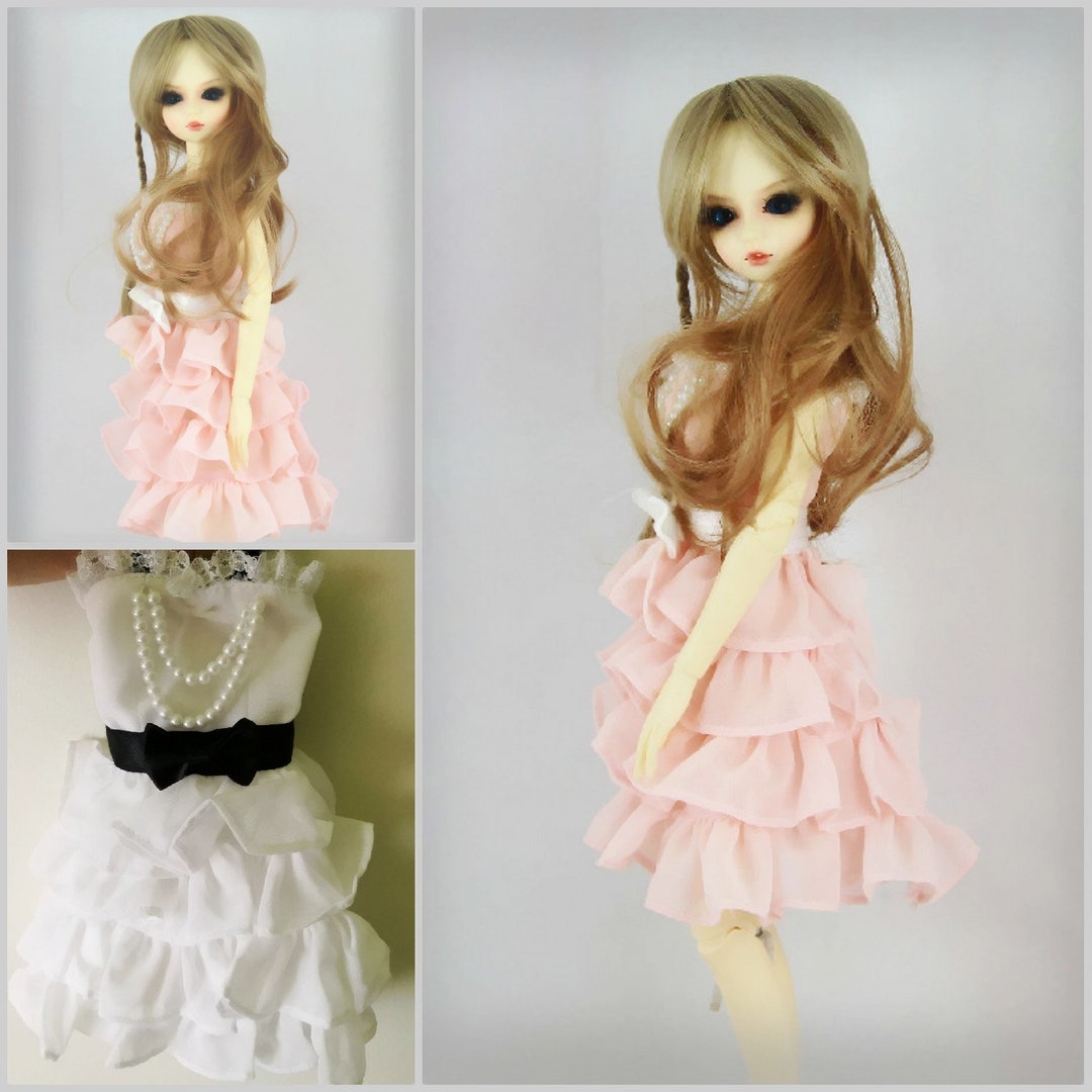 BJD Doll Clothes Bjd Outfit Chiffon Dress With Beaded Fake Pearls 1/3 1 ...