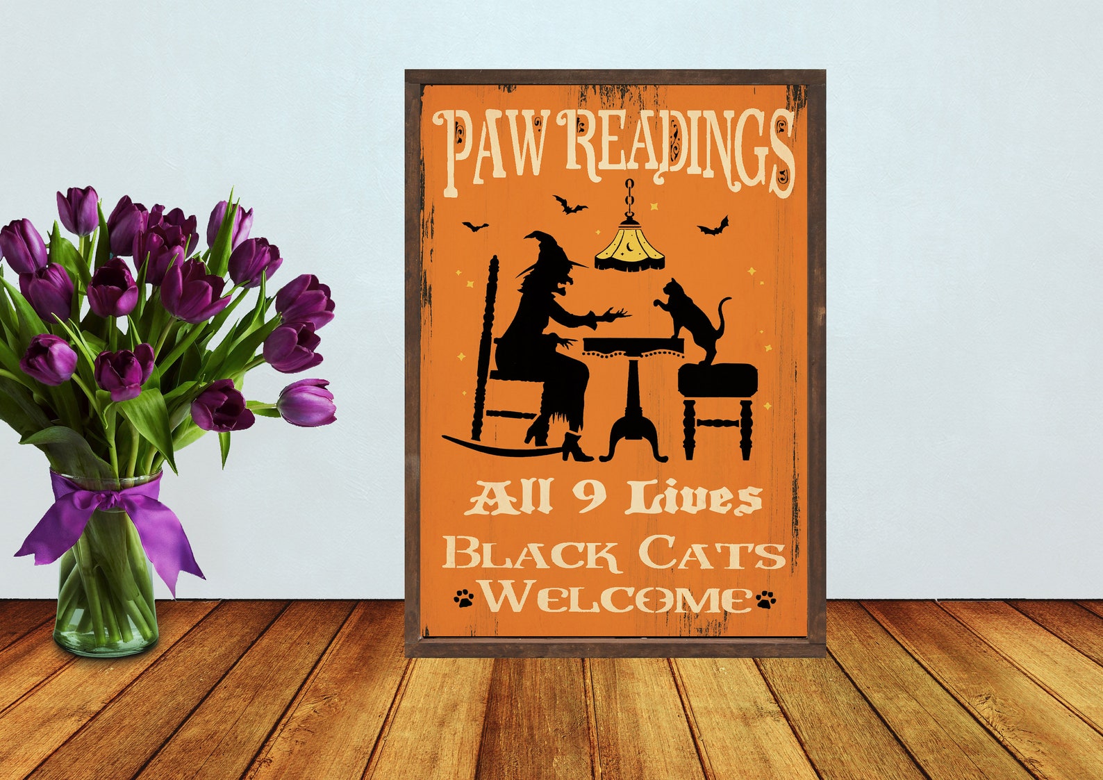 Paw Readings Halloween Tavern Style Distressed Sign Printed on - Etsy