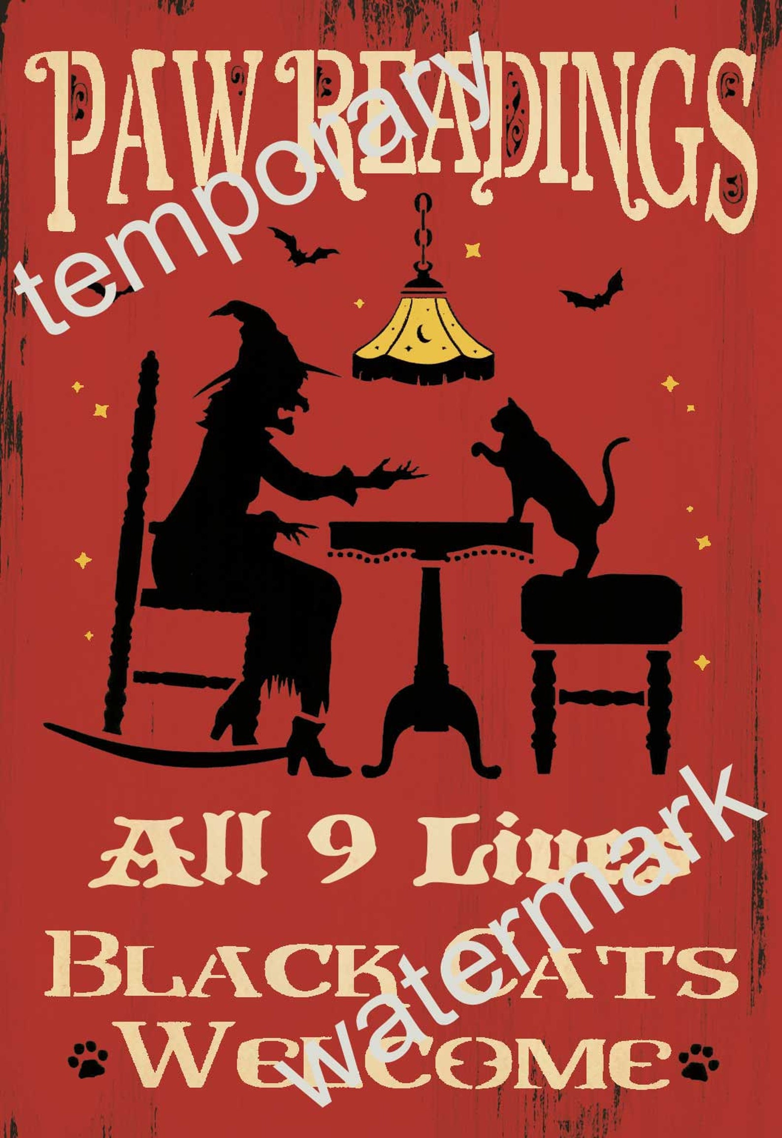 Paw Readings Halloween Tavern Style Distressed Sign Printed on - Etsy