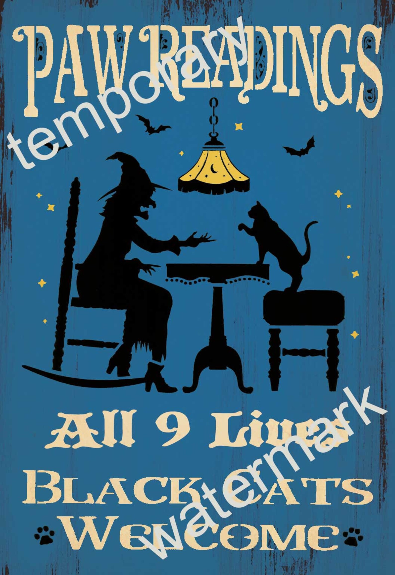 Paw Readings Halloween Tavern Style Distressed Sign Printed on - Etsy