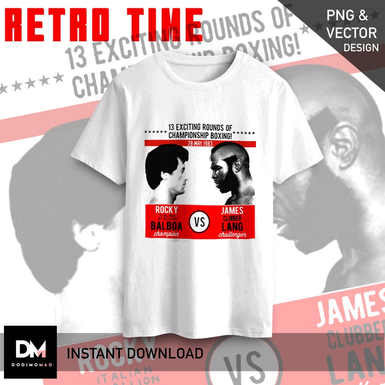 Rocky Balboa Tshirt SVG and PNG Design,nostalgic Rocky Balboa Digital ...
