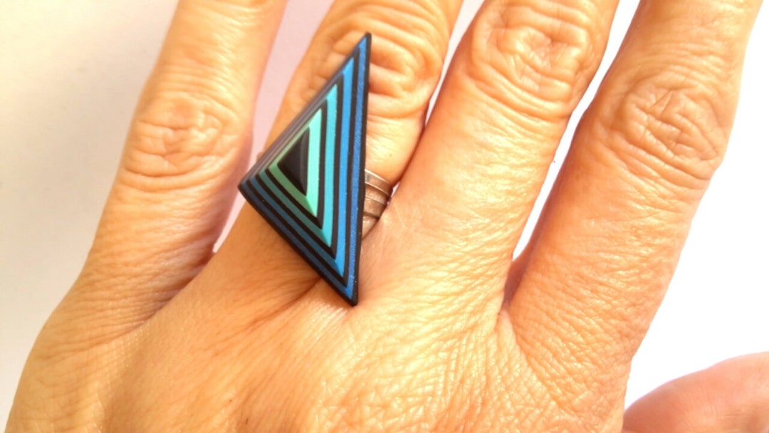 Polymer Clay Ring Fashion Ringtriangle Ring Abstract Ring - Etsy