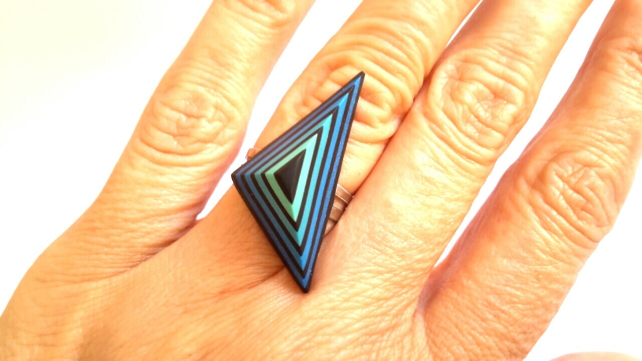 Polymer Clay Ring Fashion RingTriangle Ring Abstract Ring | Etsy