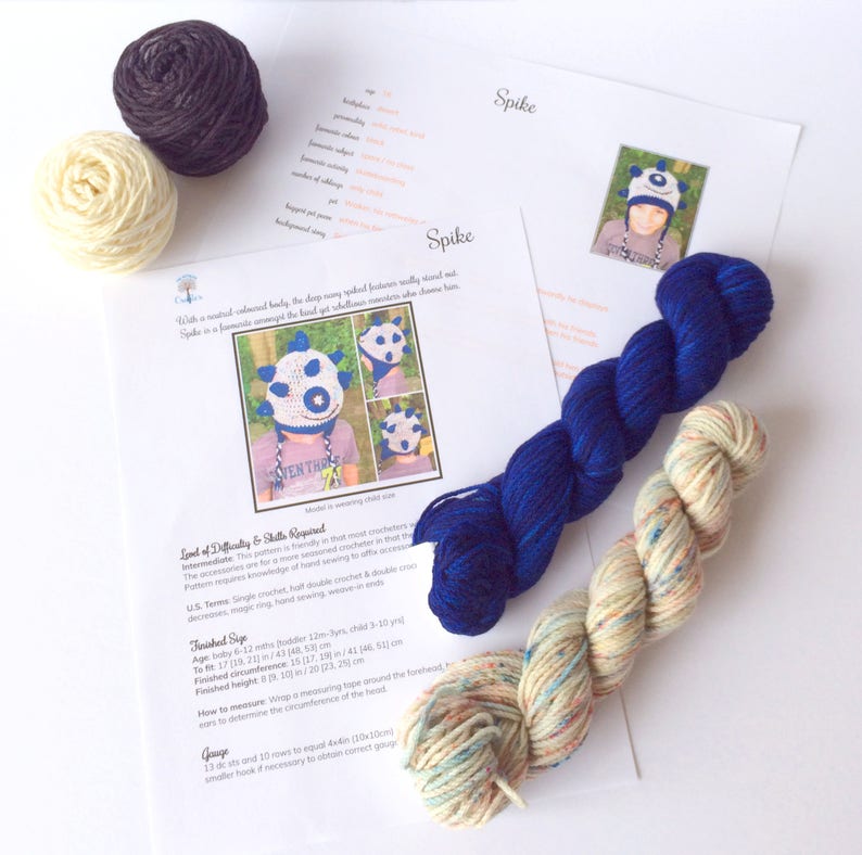 Spike Blue Monster Hat Crochet Knit Kit - Etsy