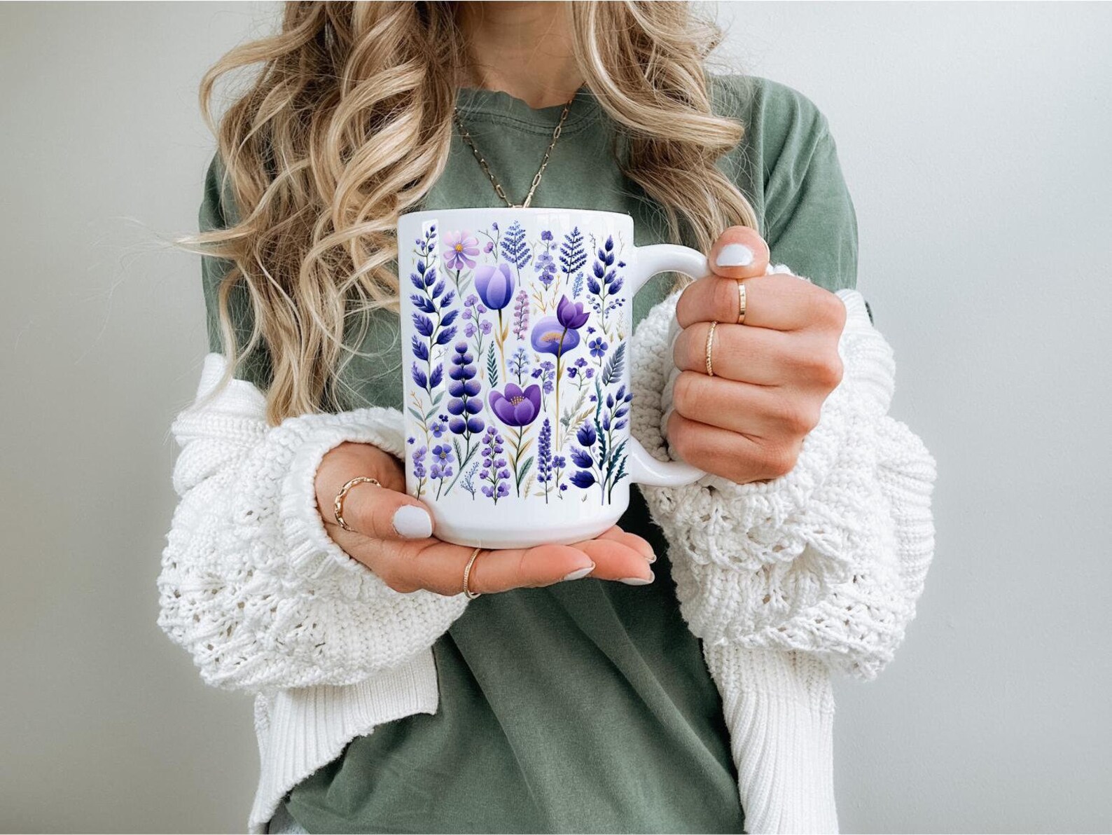 Boho Purple Wildflowers Cottagecore Coffee Mug,flowers Mug, Pastel ...