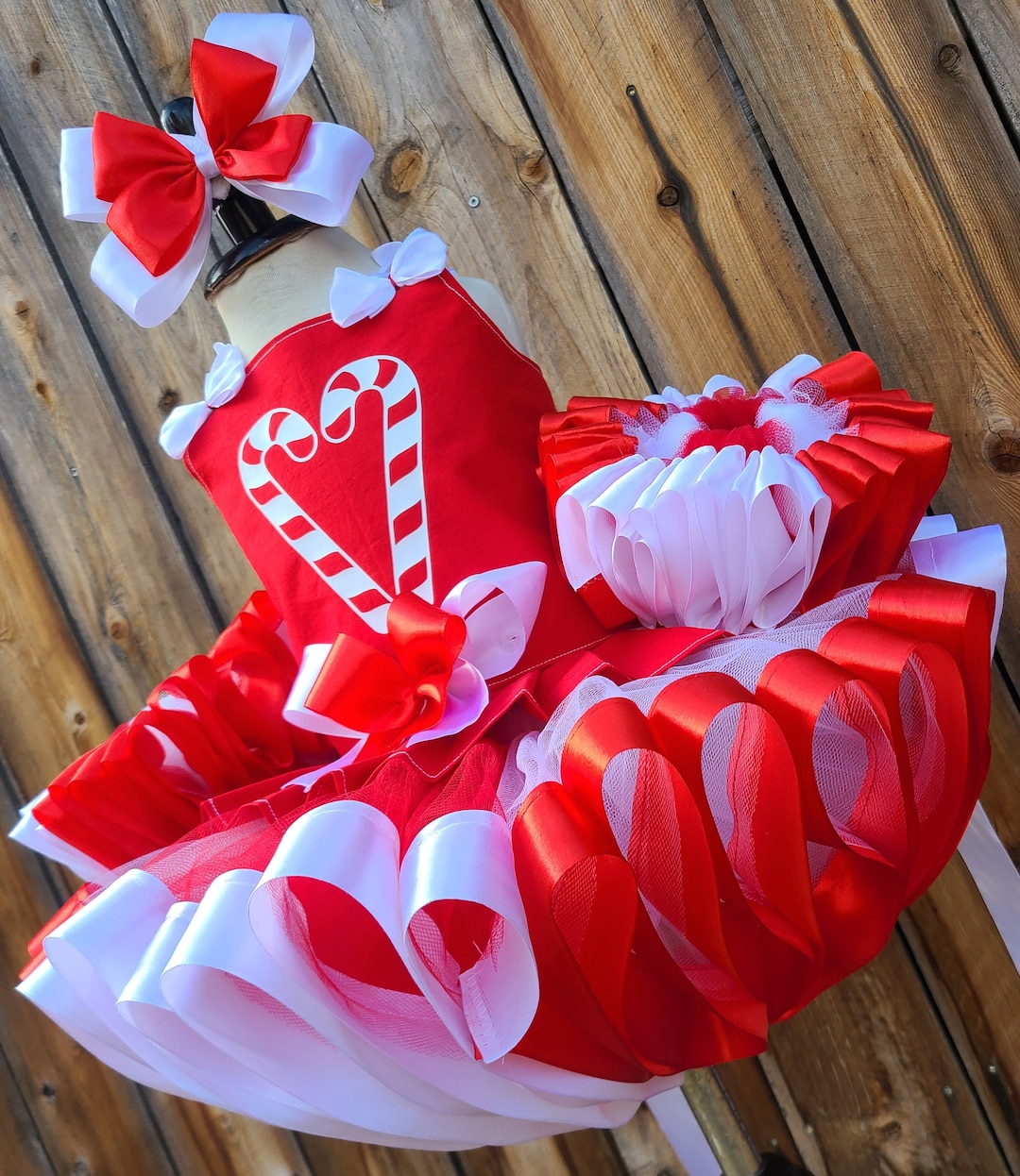 Candy Cane Tutu Outfit Costume Peppermint Princess Winter Dress Pageant ...