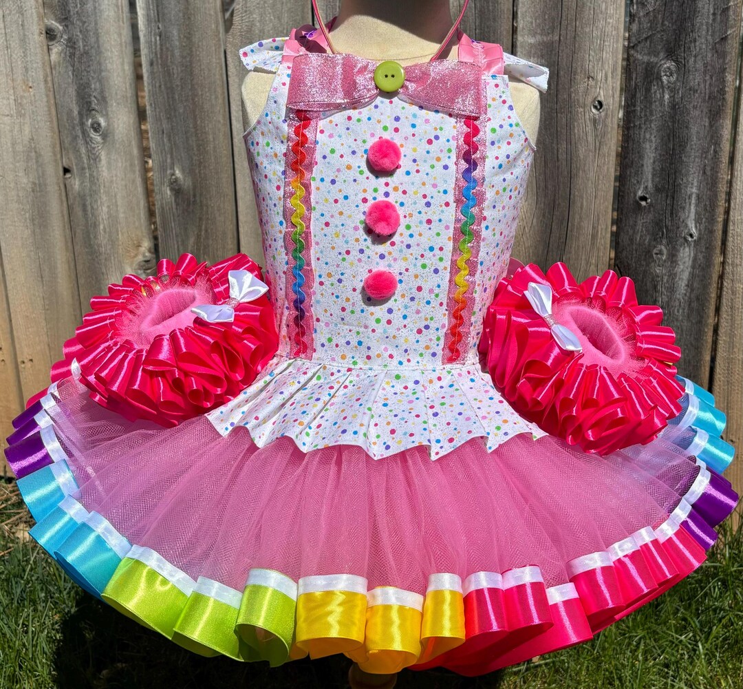 Pink Clown Circus Pageant Costume Birthday Tutu Dress Set With Mini Top ...