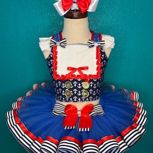 Sailor Nautical Tutu Outfit Pageant Dress Gift Set Navy Ocean MADE TO ...