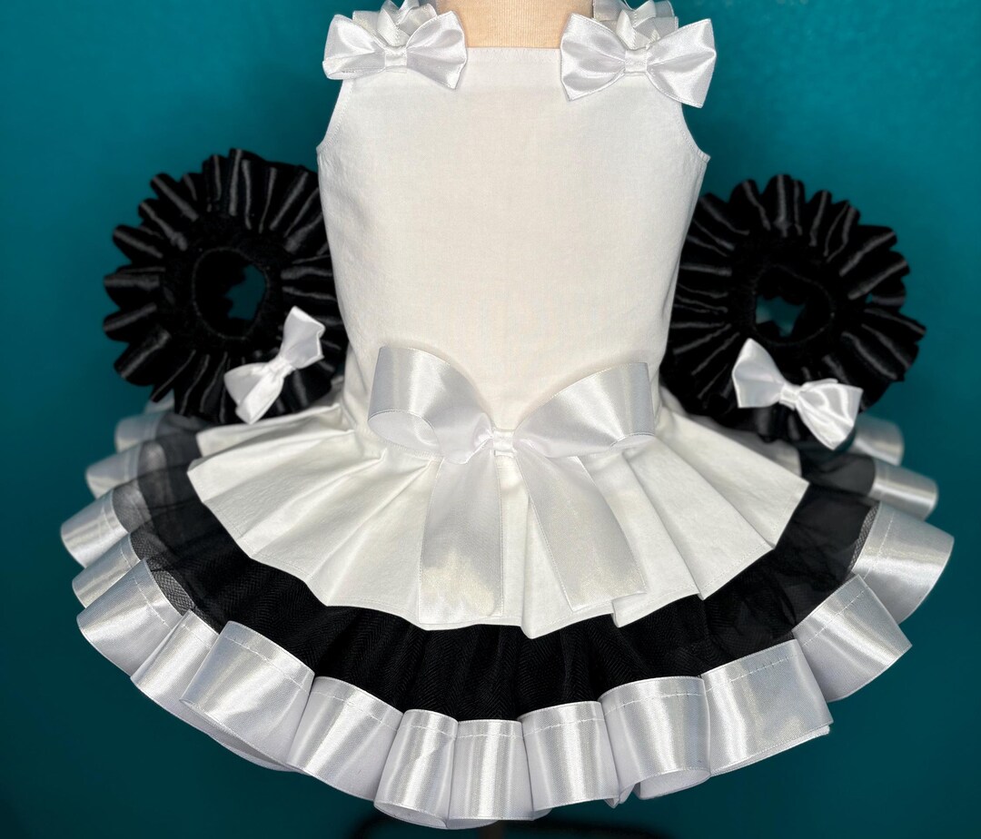 White and Black Tutu Tuxedo Dress Costume Outfit Gift Set Girl MADE TO ...