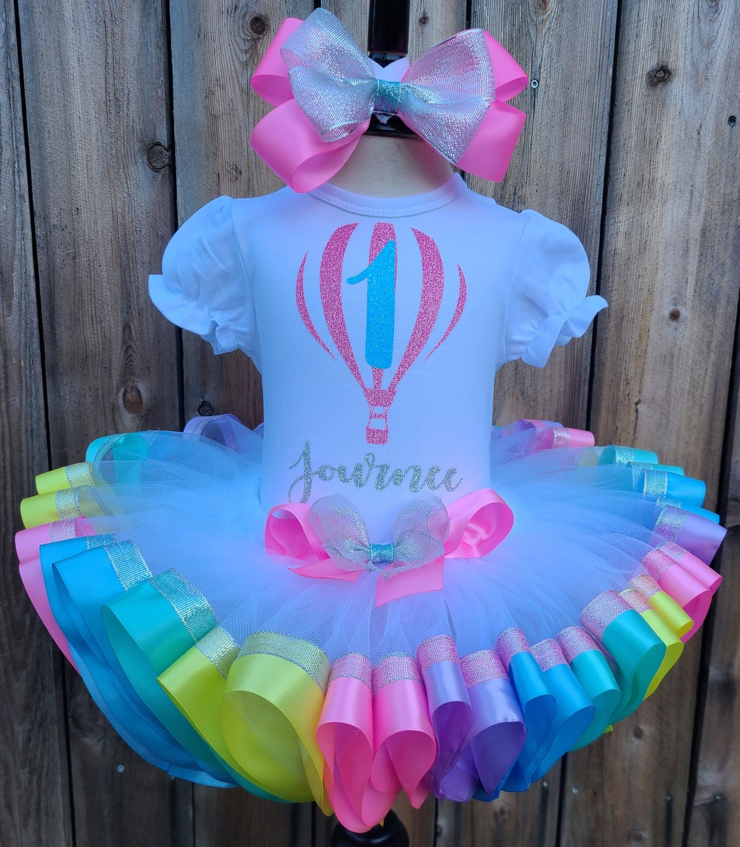 Hot Air Balloon Pastel Raibow Personalized Birthday Tutu Dress Outfit ...