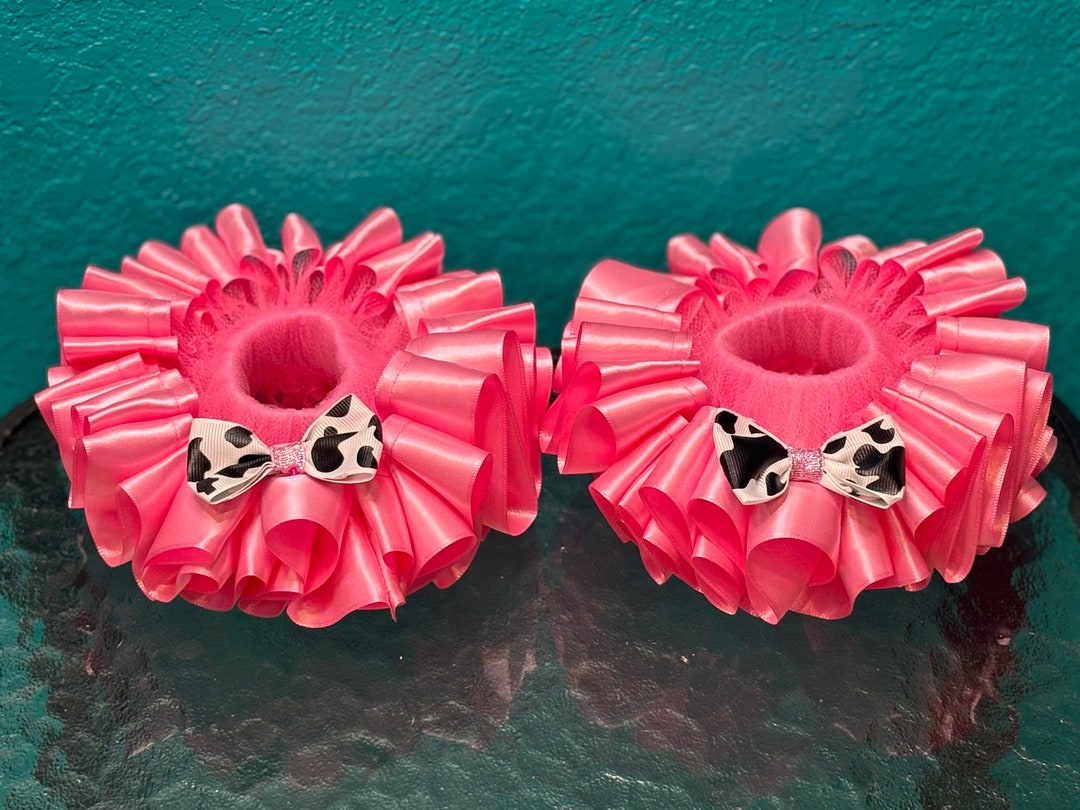 Cow Print Bow Pink Barnyard Girl Anklets - Etsy