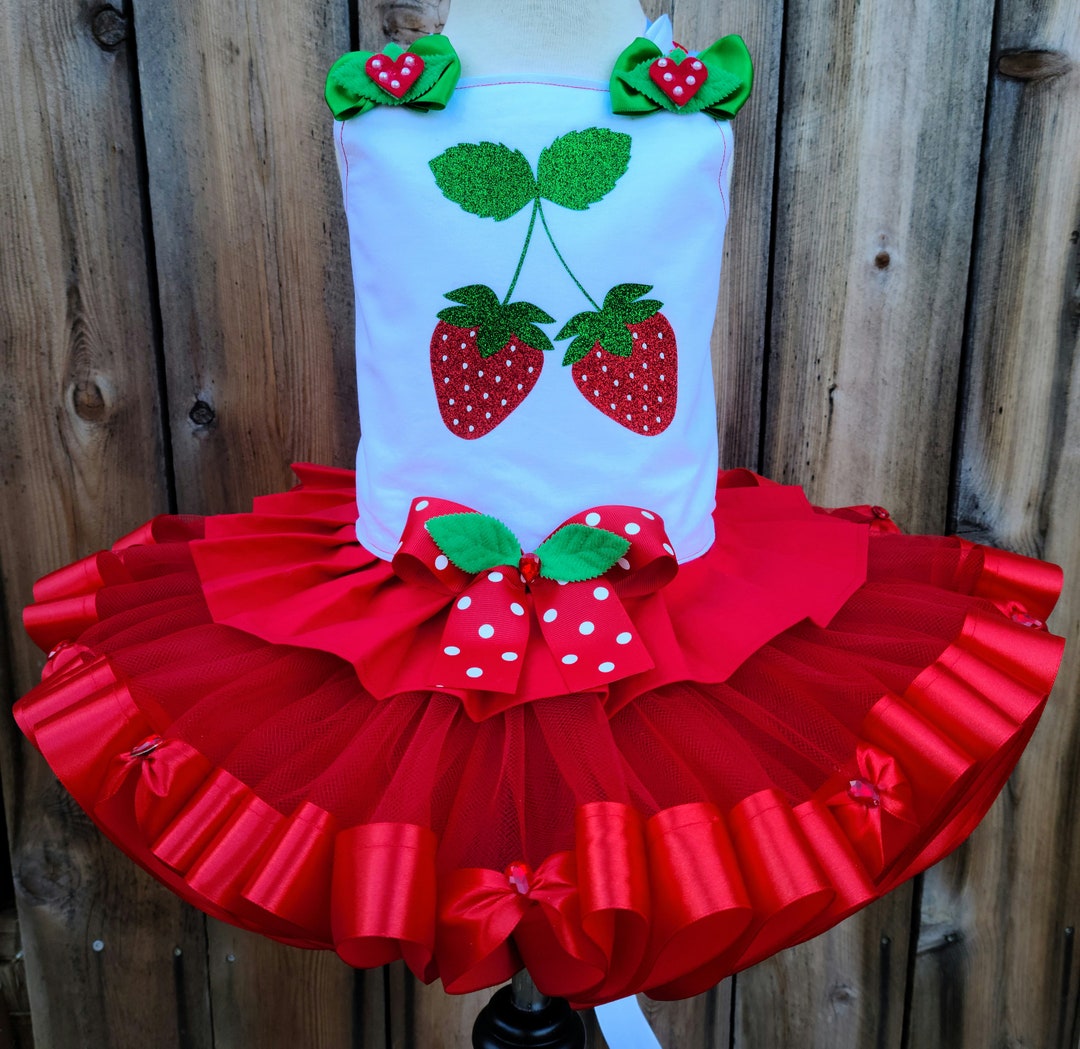Custom Strawberry Pageant Tutu Outfit Birthday Dress Girl Gift Set - Etsy