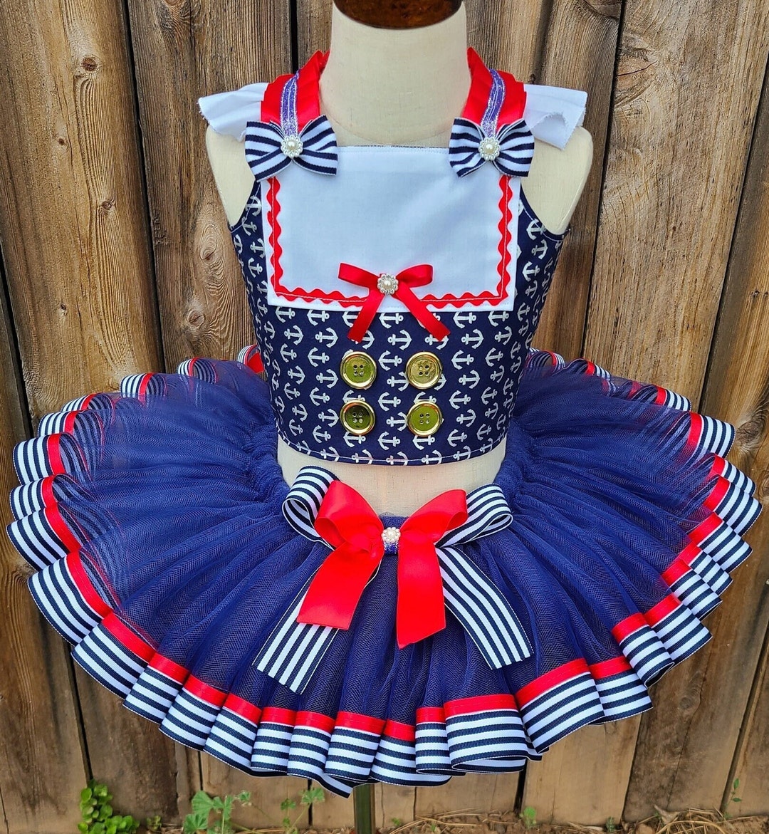 Sailor Nautical Tutu Outfit Pageant Dress Gift Set Navy Ocean - Etsy