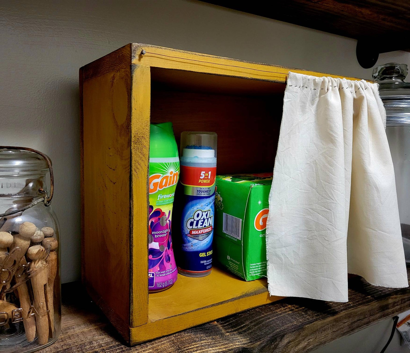 Primitive Cubby Box With Grungy Curtain - Etsy