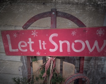 Let It Snow Snowman Winter Porch Primitive Sign - Etsy
