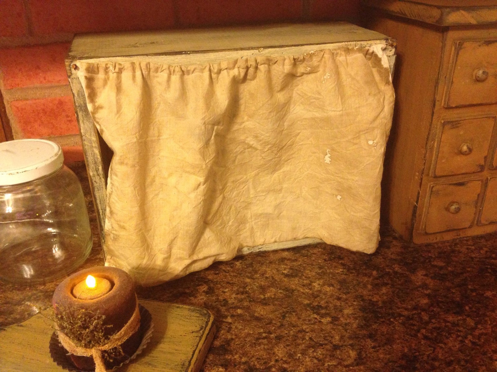 Primitive Cubby Box With Grungy Curtain - Etsy