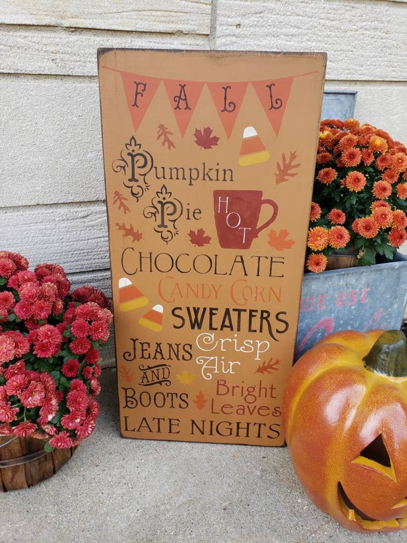 Large Primitive Fall Typography Porch Sign | Etsy