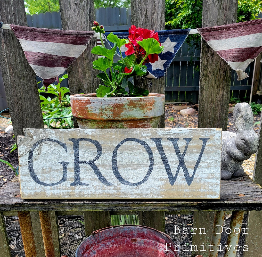 Primitive Chippy Paint Grow Garden Sign - Etsy