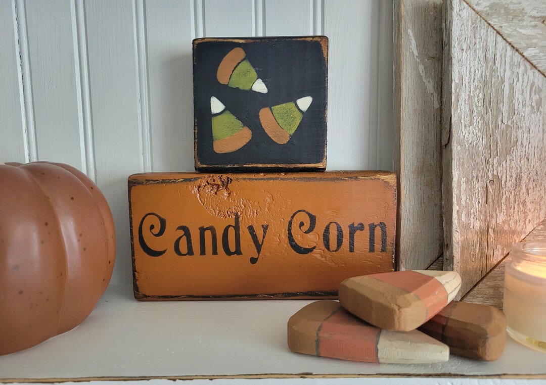 Primitive Candy Corn Blocks Sign Fall Halloween - Etsy