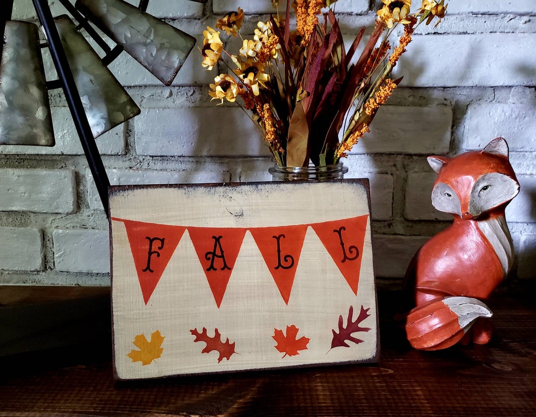 Primitive Rustic Fall Banner Leaves Sign - Etsy