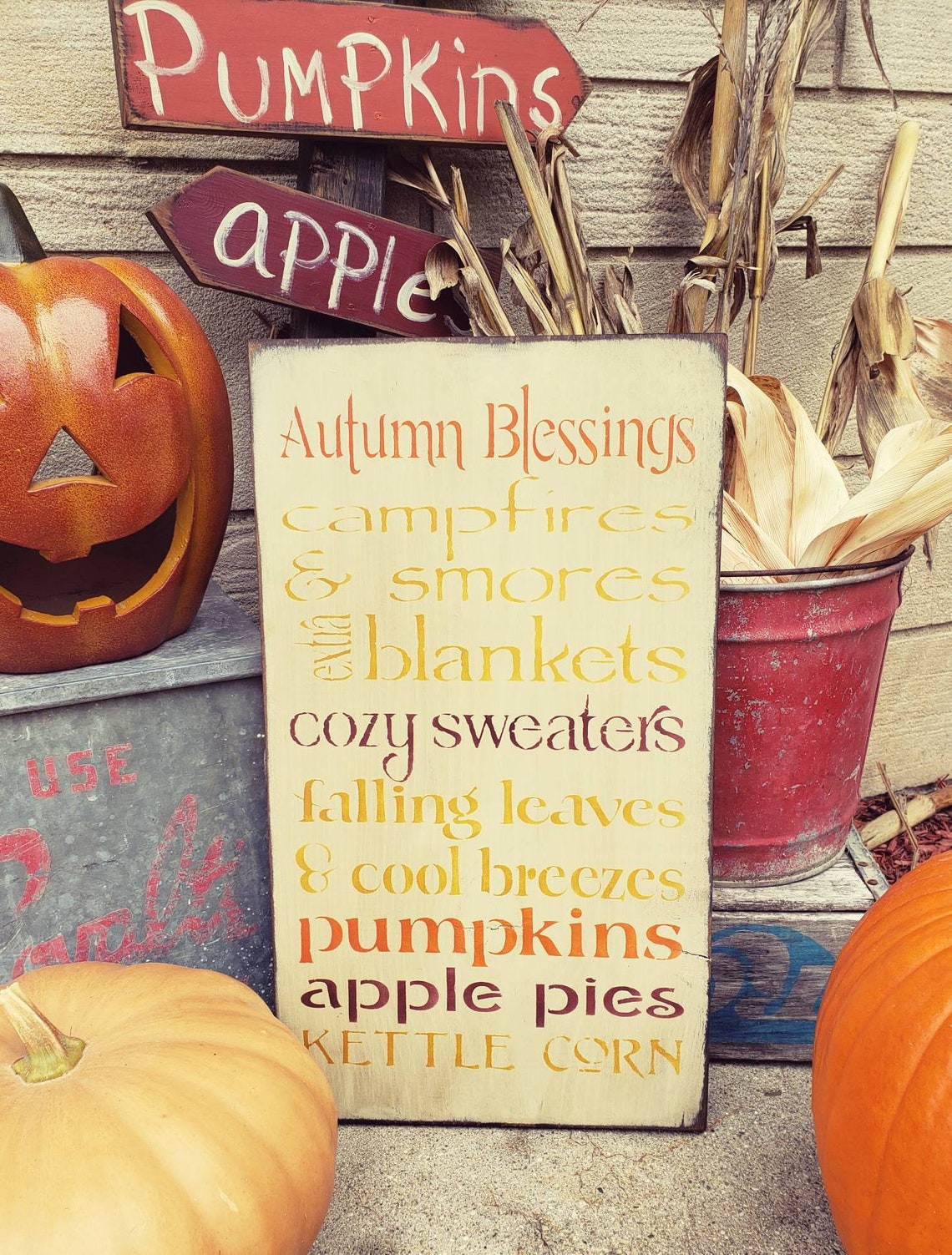 Primitive Fall Autumn Subway Art Typography Porch Sign - Etsy