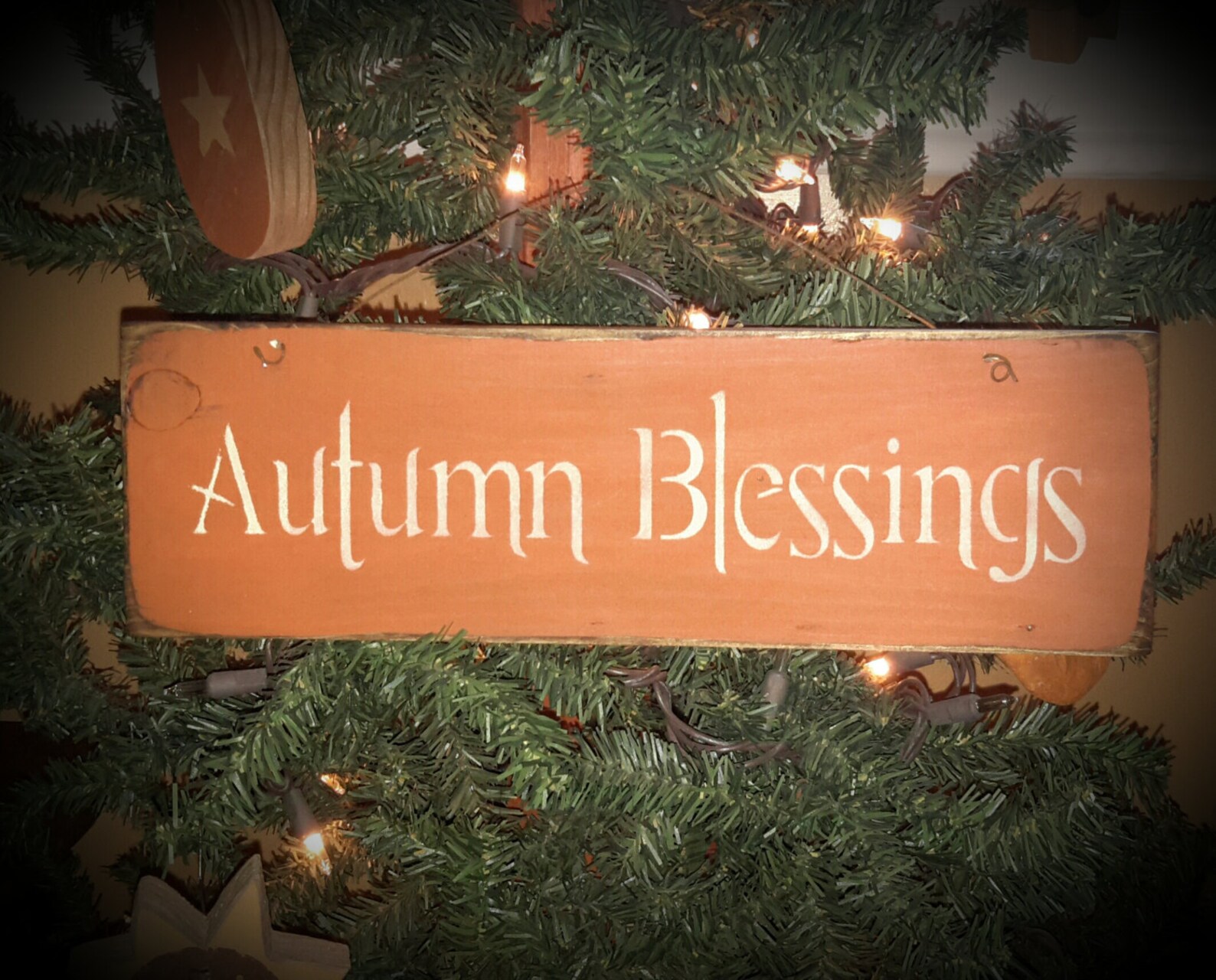 Primitive Autumn Blessings Sign With Wire Hanger | Etsy