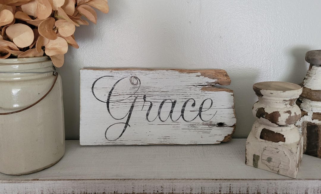 Farmhouse White Chippy Grace Sign - Etsy