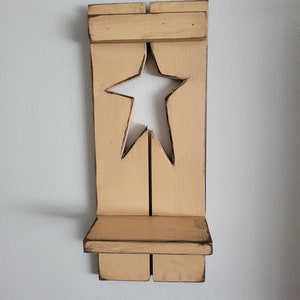 Primitive Star Wooden Shutter Shelf Candle Sconce - Etsy