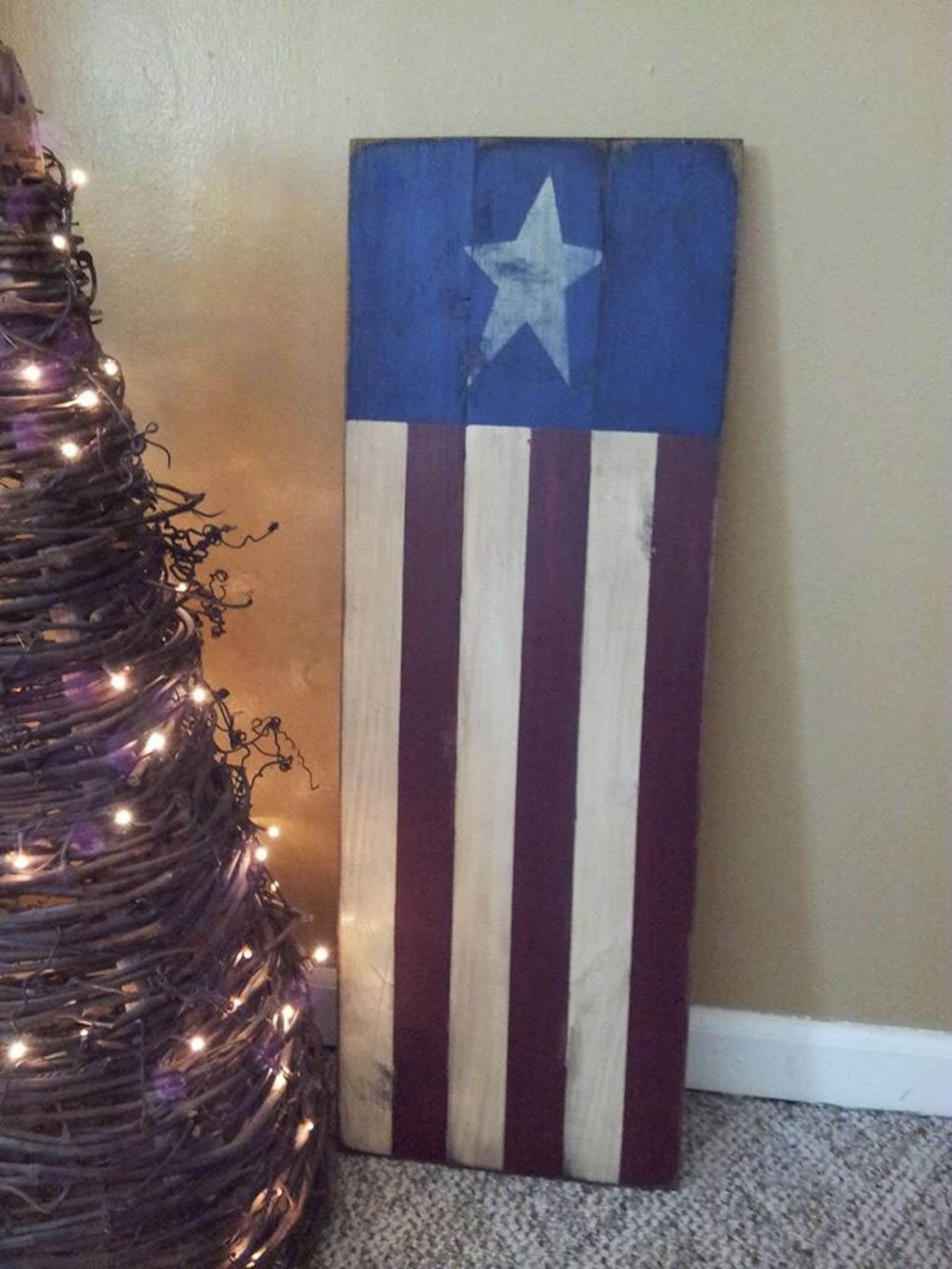 Long Primitive American Flag Sign - Etsy