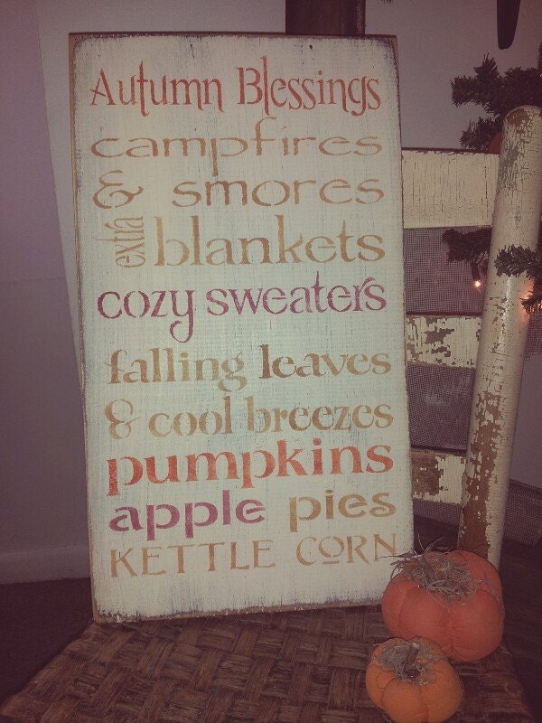 Primitive Fall Autumn Subway Art Typography Porch Sign - Etsy