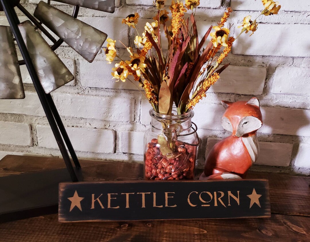 Primitive Fall Kettle Corn Sign - Etsy