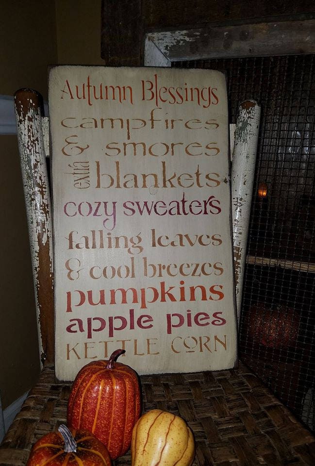 Primitive Fall Autumn Subway Art Typography Porch Sign - Etsy