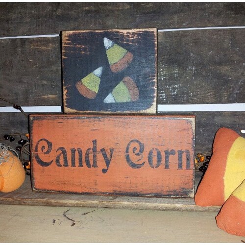 Primitive Candy Corn Blocks Sign Fall Halloween - Etsy