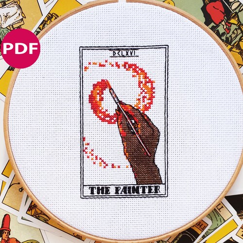 Tarot Card Cross Stitch Pattern the Moon Major Arcana - Etsy